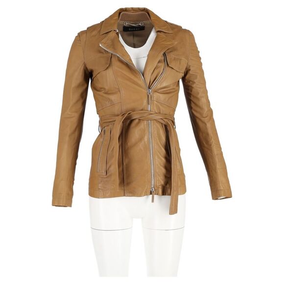 Gucci | Jackets & Coats | Gucci Biker Jacket In Brown Leather | Poshmark